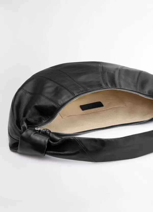 LEMAIRE Croissant Shoulder Bag With Knotted Detail - Black
