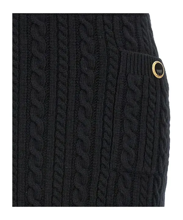 Alessandra Rich Buttoned Knitted Mini Skirt - Black