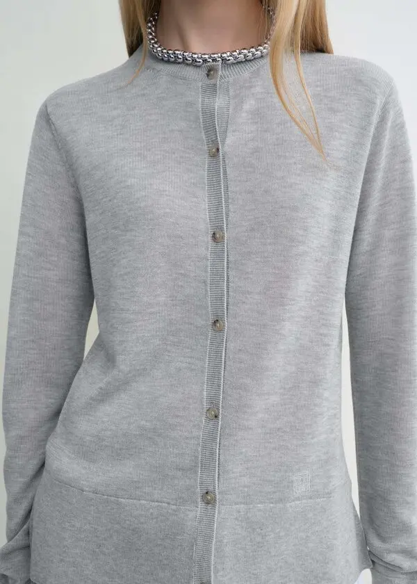 TOTEME Long-sleeved Knitted Cardigan With Embroidered Lettering