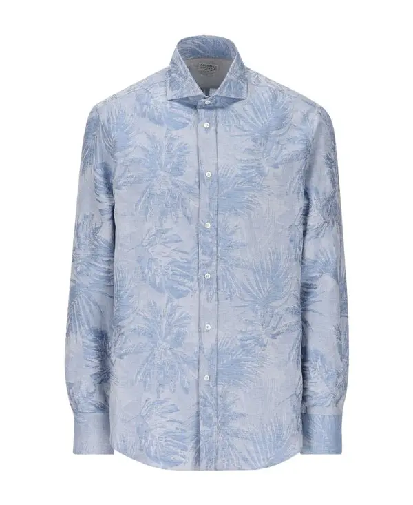 Brunello Cucinelli Jacquard Buttoned Shirt - Blue