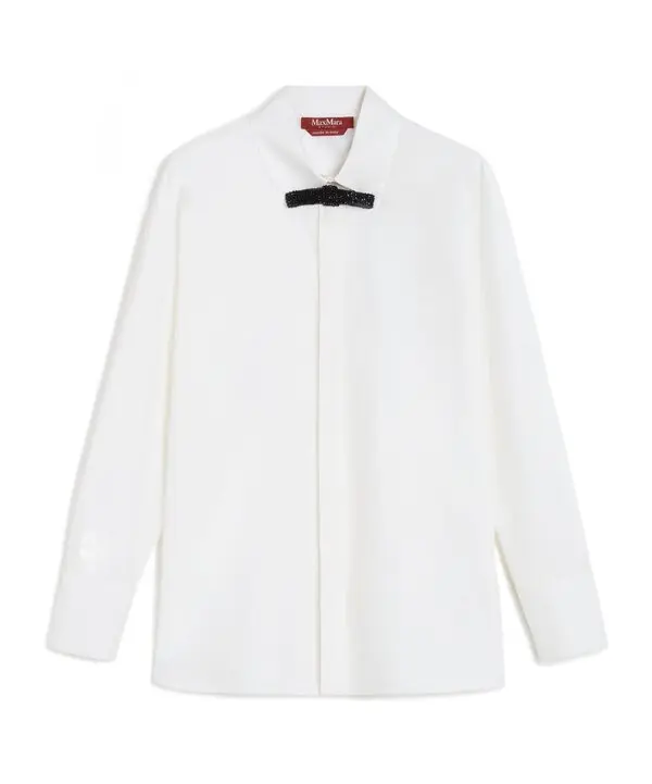 Max Mara Embellished Bow Detail Shirt - White