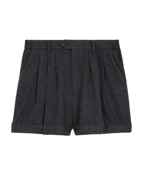 Celine Triple-pleated Flannel Shorts