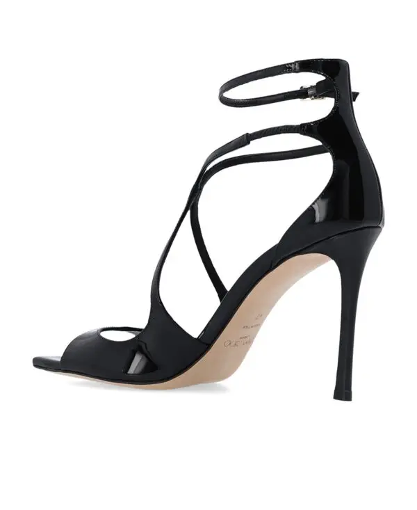 JIMMY CHOO Azia Patent Leather Ankle-strapped Sandals - Black