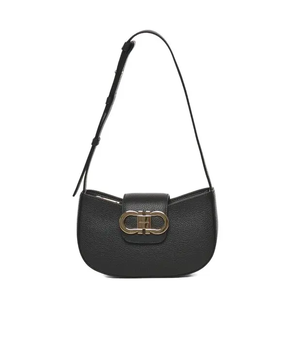 FERRAGAMO Double Gancini Mini Bag - Black