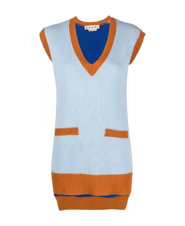 Marni Reversible V-neck Cashmere Vest - Blue