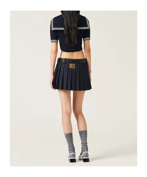 Miu Miu Cotton Sailor Collar Cropped Sweater