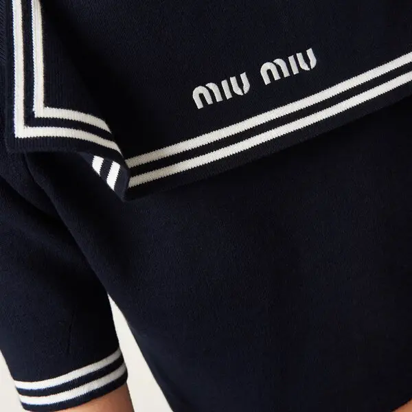Miu Miu Cotton Sailor Collar Cropped Sweater
