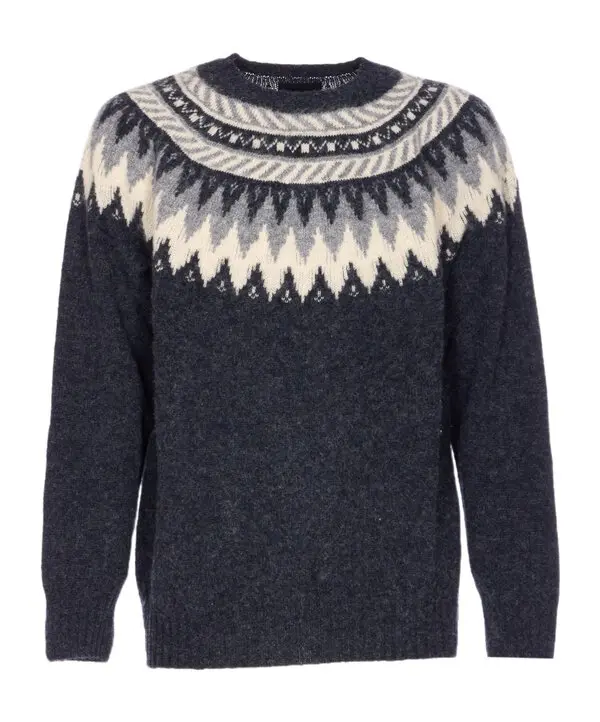 Howlin' Magician Crewneck Knitwear With Fair Isle Pattern - Black