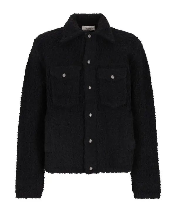 LANEUS Textured Wool And Alpaca Blend Shirt Jacket - Black