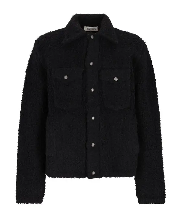 LANEUS Textured Wool And Alpaca Blend Shirt Jacket - Black