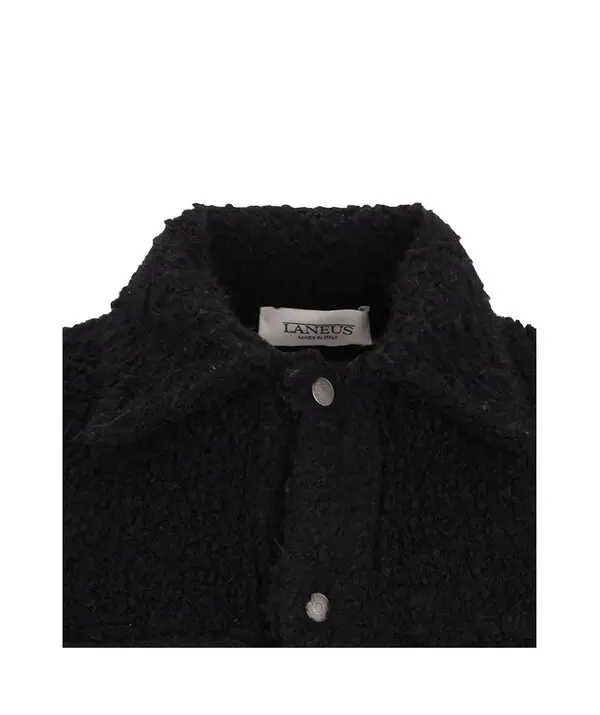 LANEUS Textured Wool And Alpaca Blend Shirt Jacket - Black