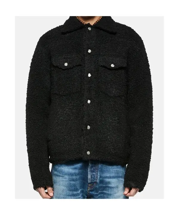 LANEUS Textured Wool And Alpaca Blend Shirt Jacket - Black