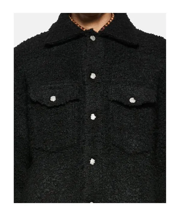 LANEUS Textured Wool And Alpaca Blend Shirt Jacket - Black