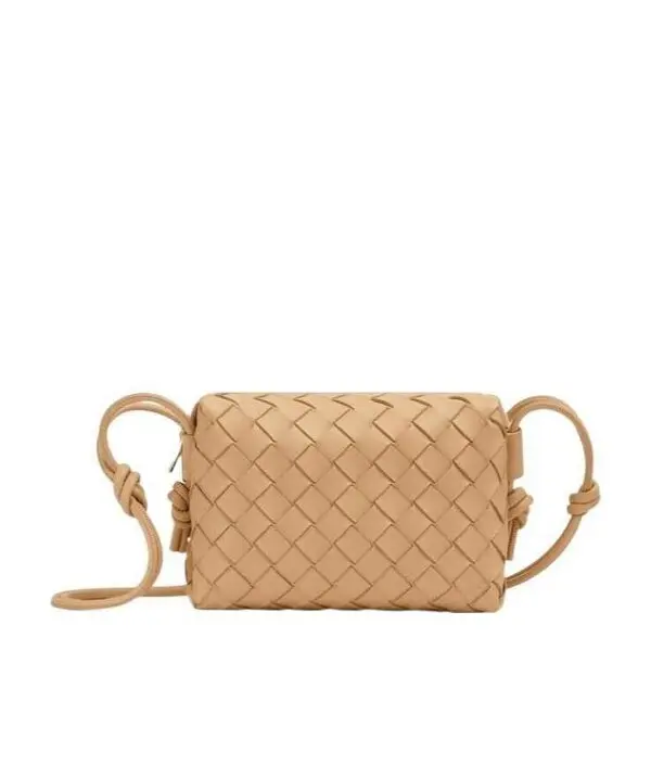 Bottega Veneta Loop Intrecciato Shoulder Bag - Almond-colored