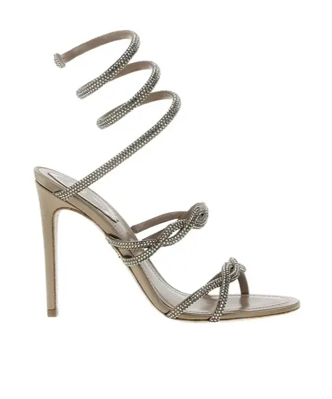 Rene Caovilla Braid Cleo Embellished Satin Sandals - Gray
