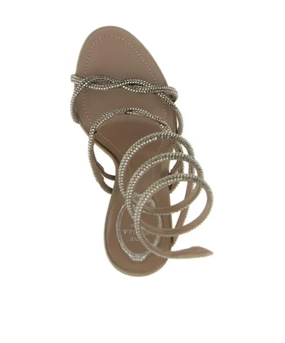 Rene Caovilla Braid Cleo Embellished Satin Sandals - Gray