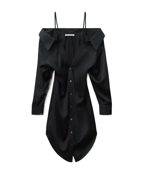 Alexander Wang Off-the-shoulder Shirt Dress - Black