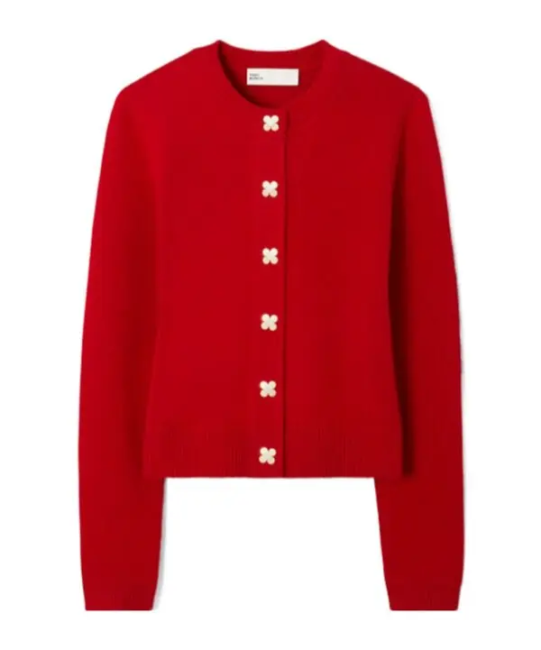 Tory Burch Cashmere Button Cardigan - Red
