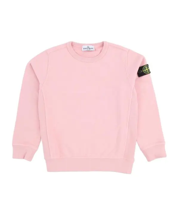 Stone Island Crew Neck Sweatshirt With Detachable Logo Patch - Pink