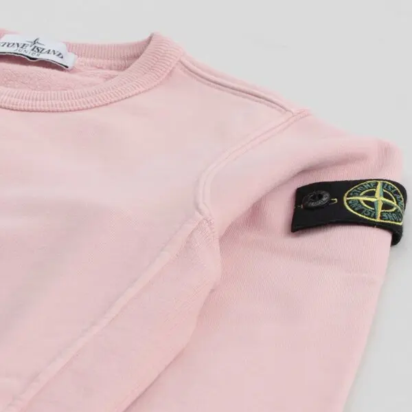 Stone Island Crew Neck Sweatshirt With Detachable Logo Patch - Pink