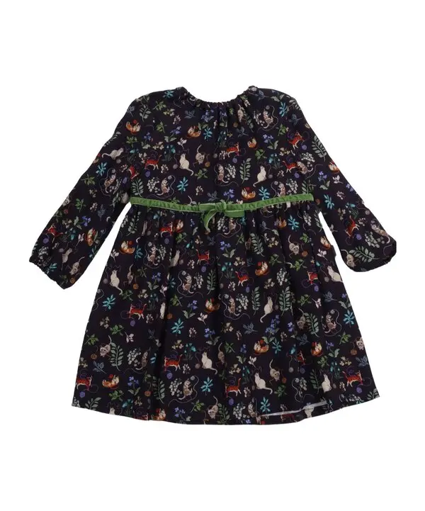 IL GUFO Long Sleeve Printed Dress With Zippered Back - Black