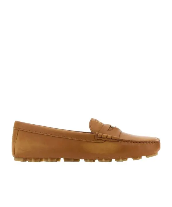 Miu Miu Round Toe Slip-on Loafers With Logo Detail