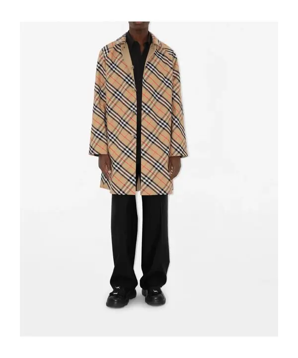 Burberry Check-pattern Buttoned Reversible Trench Coat