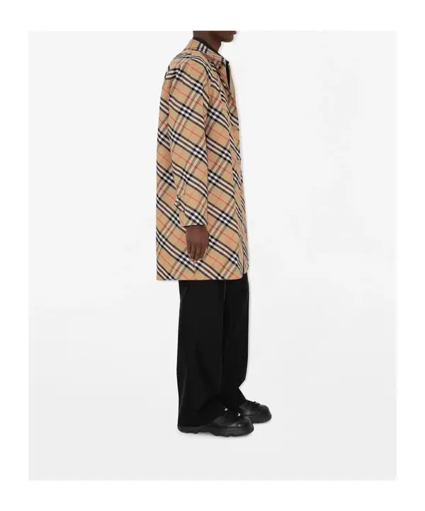 Burberry Check-pattern Buttoned Reversible Trench Coat