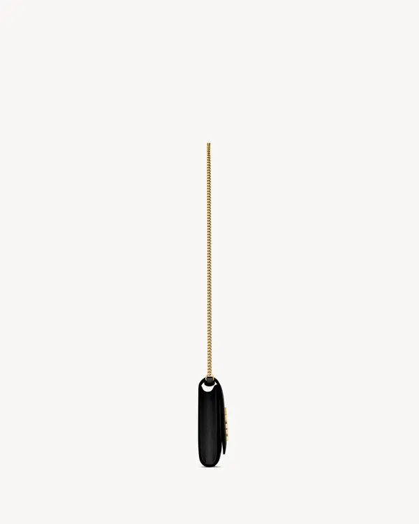 Saint Laurent Kate Foldover Top Clutch Bag With Chain Strap - Black