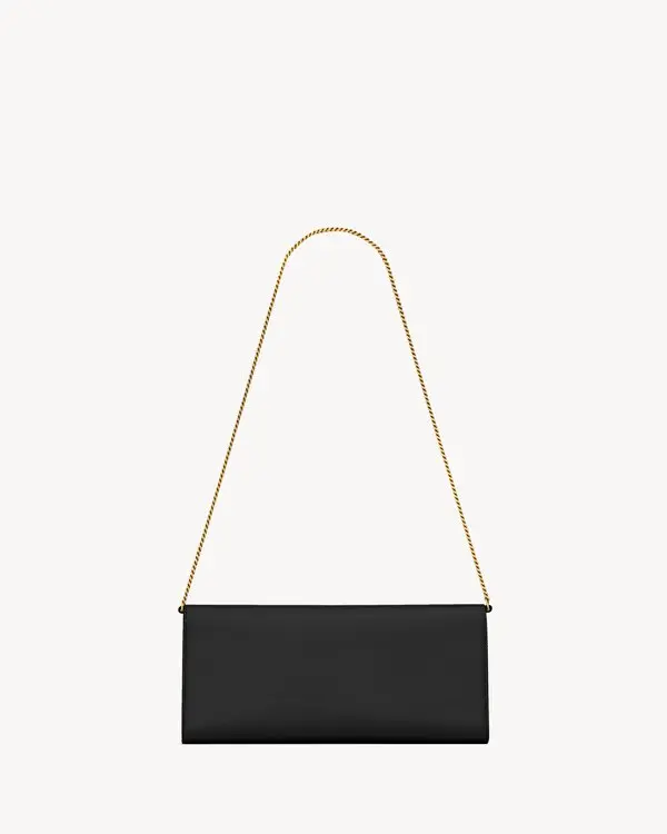 Saint Laurent Kate Foldover Top Clutch Bag With Chain Strap - Black