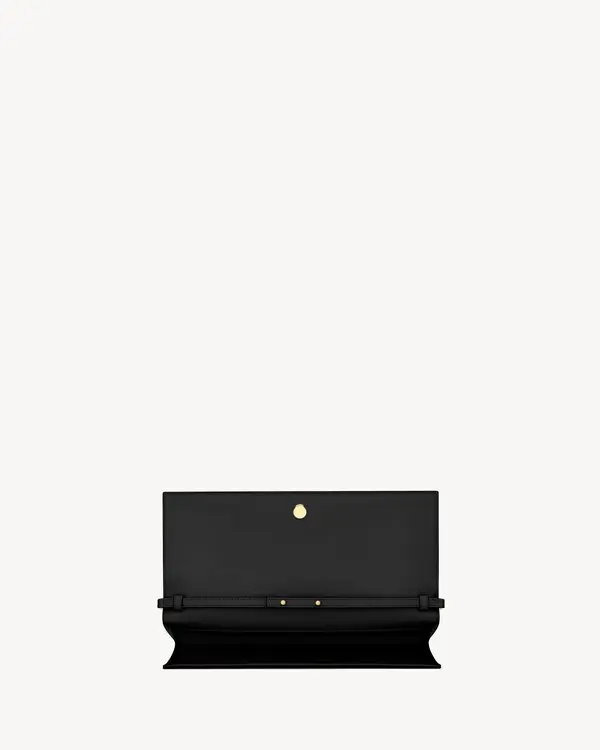 Saint Laurent Kate Foldover Top Clutch Bag With Chain Strap - Black