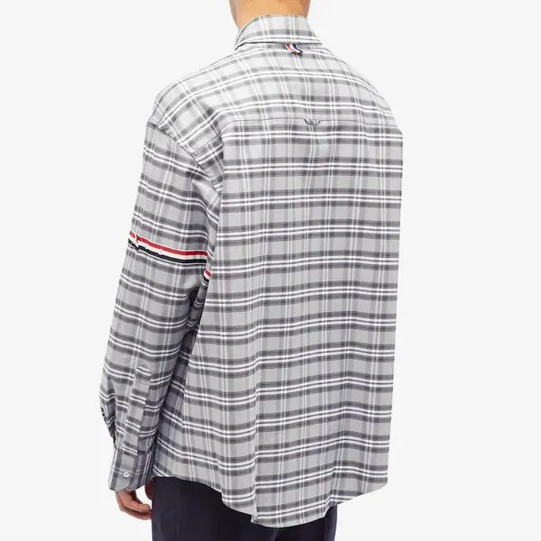 Thom Browne Prince Of Wales Check Twill Armband Oversized Shirt - Medium Gray