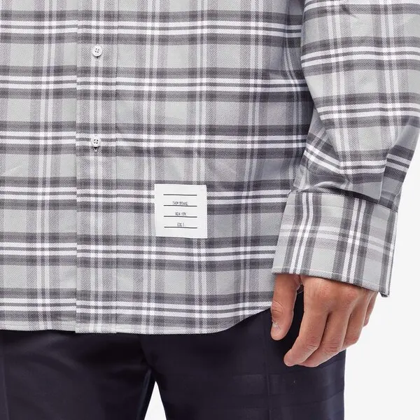 Thom Browne Prince Of Wales Check Twill Armband Oversized Shirt - Medium Gray