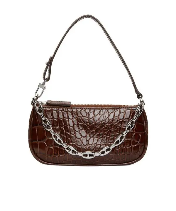 By Far Mini Rachel Embossed Shoulder Bag - Brown