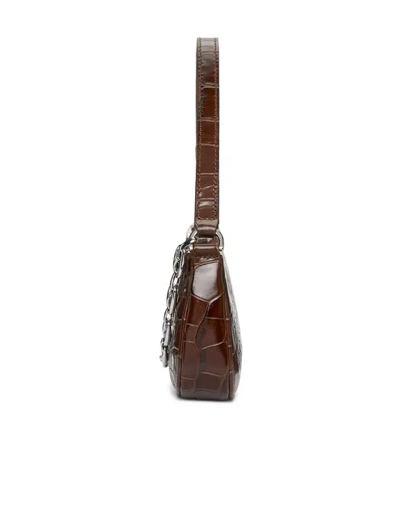 By Far Mini Rachel Embossed Shoulder Bag - Brown