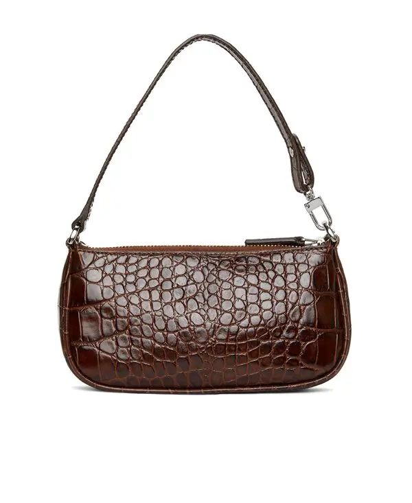 By Far Mini Rachel Embossed Shoulder Bag - Brown