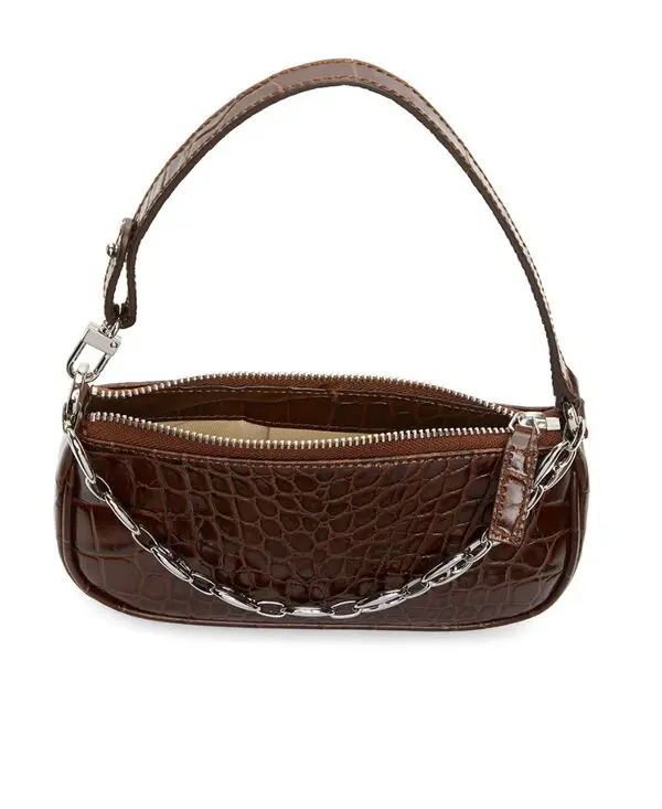 By Far Mini Rachel Embossed Shoulder Bag - Brown