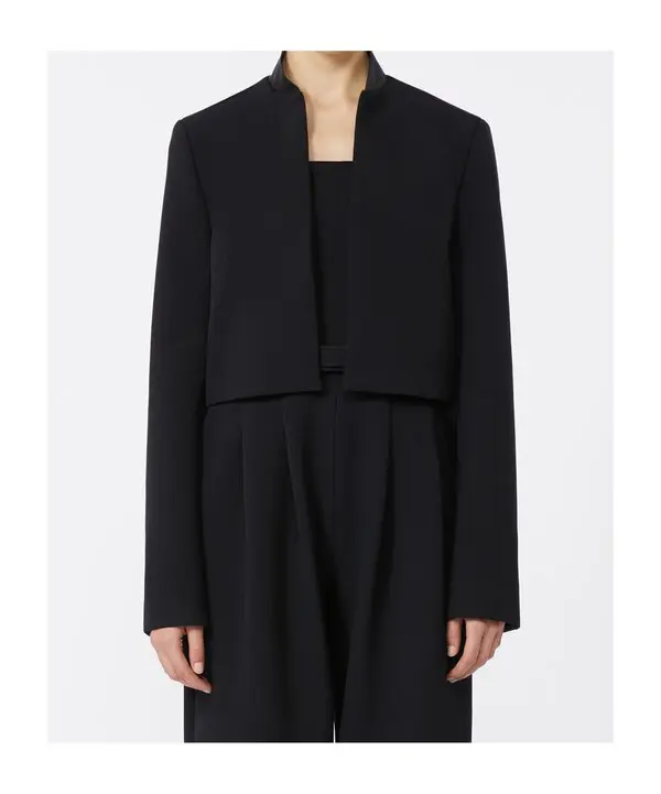 Max Mara Cropped Sable Jacket With Stand-up Collar