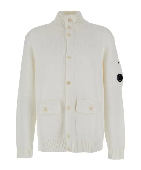 C.P. COMPANY High Neck Cardigan With Sleeve Lens
