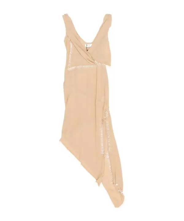 Attico Asymmetric Beaded Deep V-neck Maxi Dress