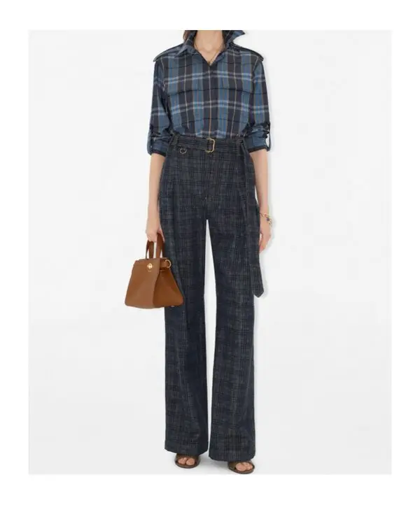 Burberry Straight-leg Checked Belted Trousers