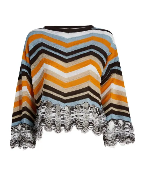 JUCCA Chevron Fringe Knit Sweater - Multicolor