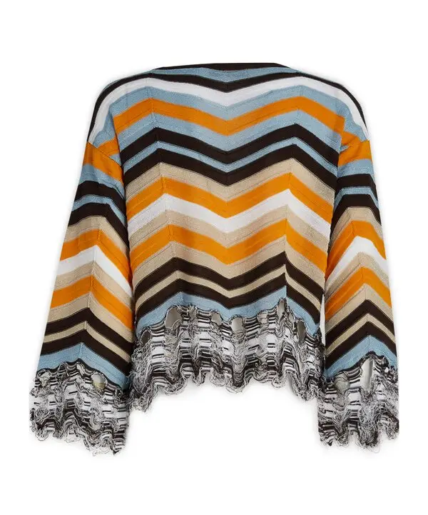 JUCCA Chevron Fringe Knit Sweater