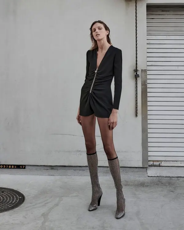 Saint Laurent Embellished Ruched Dress