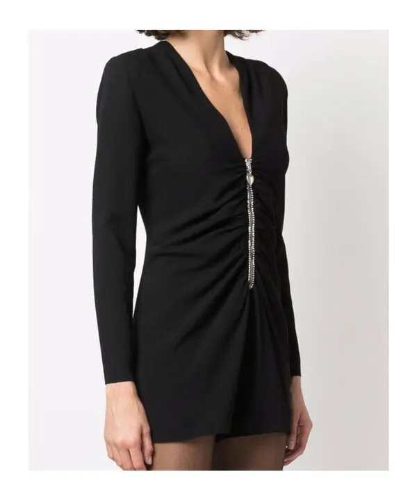 Saint Laurent Embellished Ruched Dress