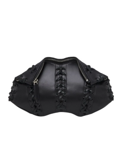 Alexander McQueen Manta Lace-up Clutch Bag - Black