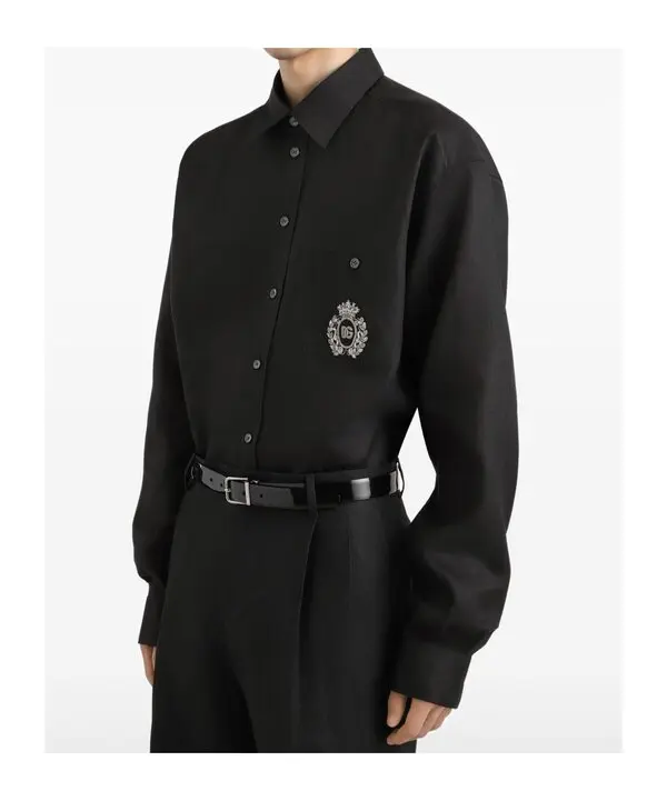 Dolce & Gabbana Logo-embroidered Shirt - Black