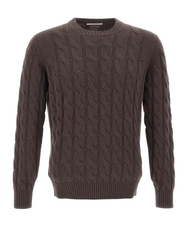 KANGRA Cable-knit Crew Neck Sweater - Black