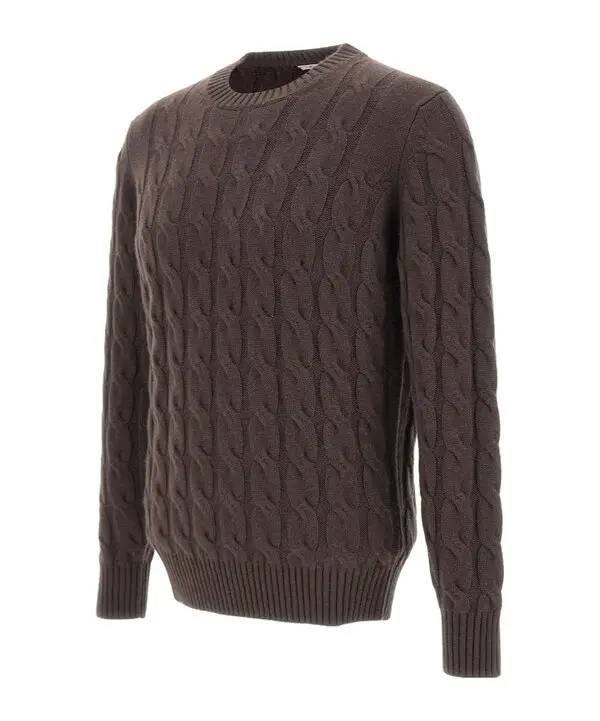 KANGRA Cable-knit Crew Neck Sweater - Black