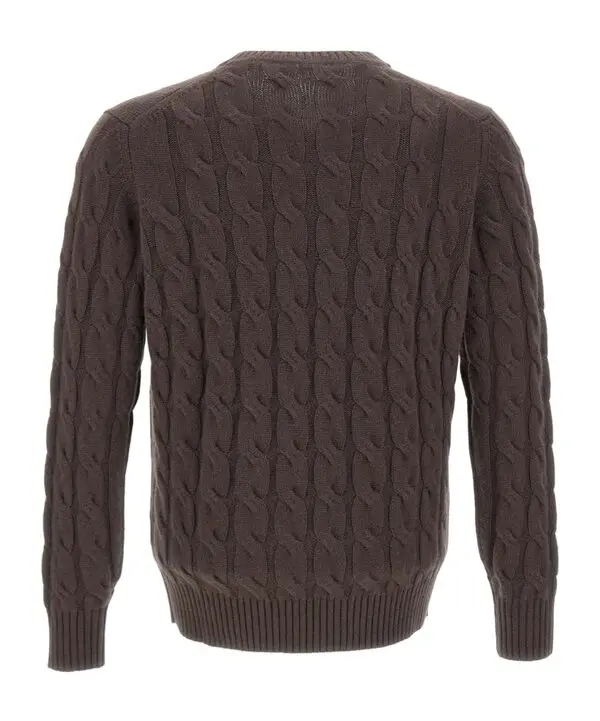 KANGRA Cable-knit Crew Neck Sweater - Black